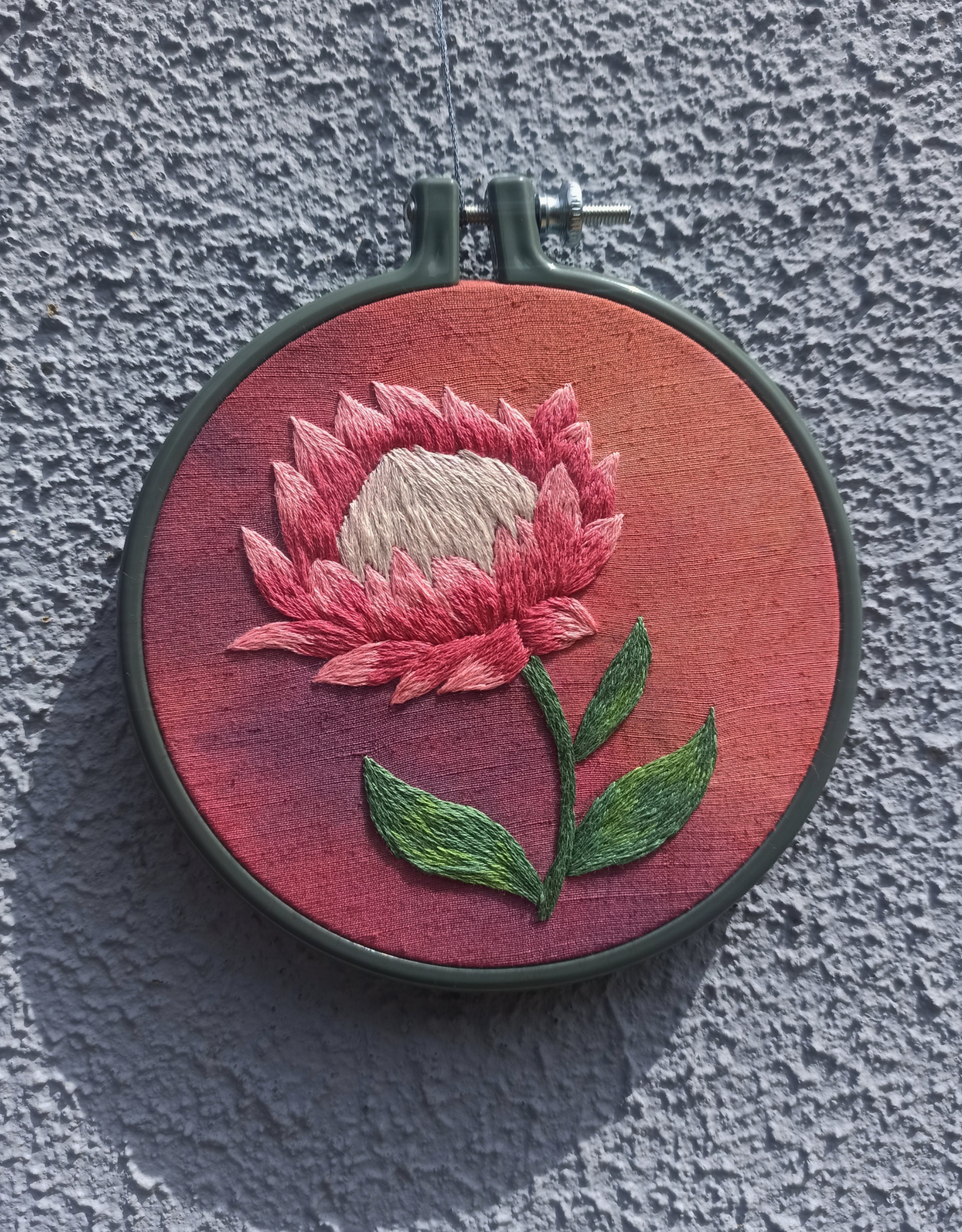 Handmade Embroidery "protea" | Flower Embroidery | Wall Art | Home ...