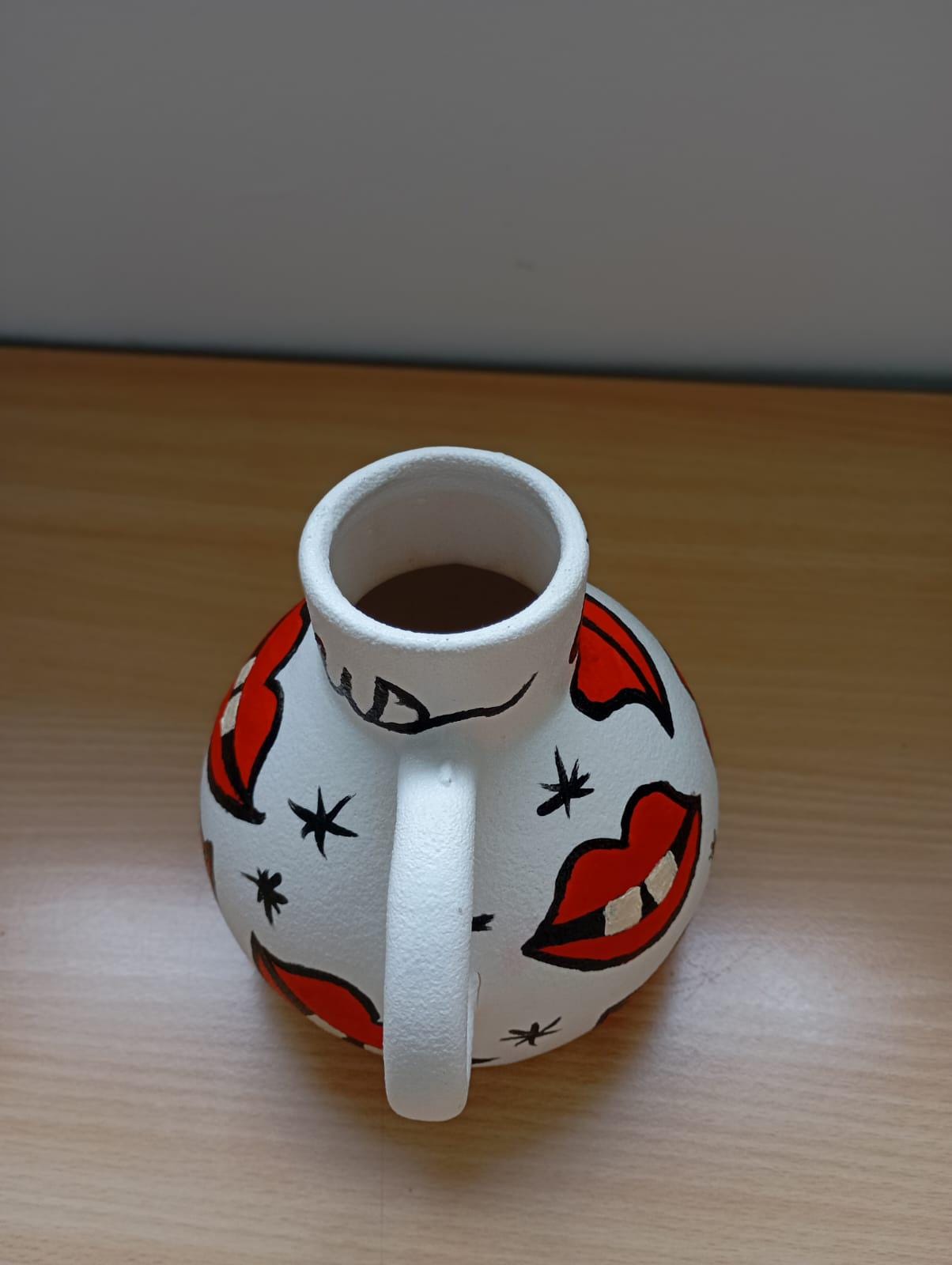 Handpainted Ceramic Vase "bisous" | Lips Design | Decorative Vase ...