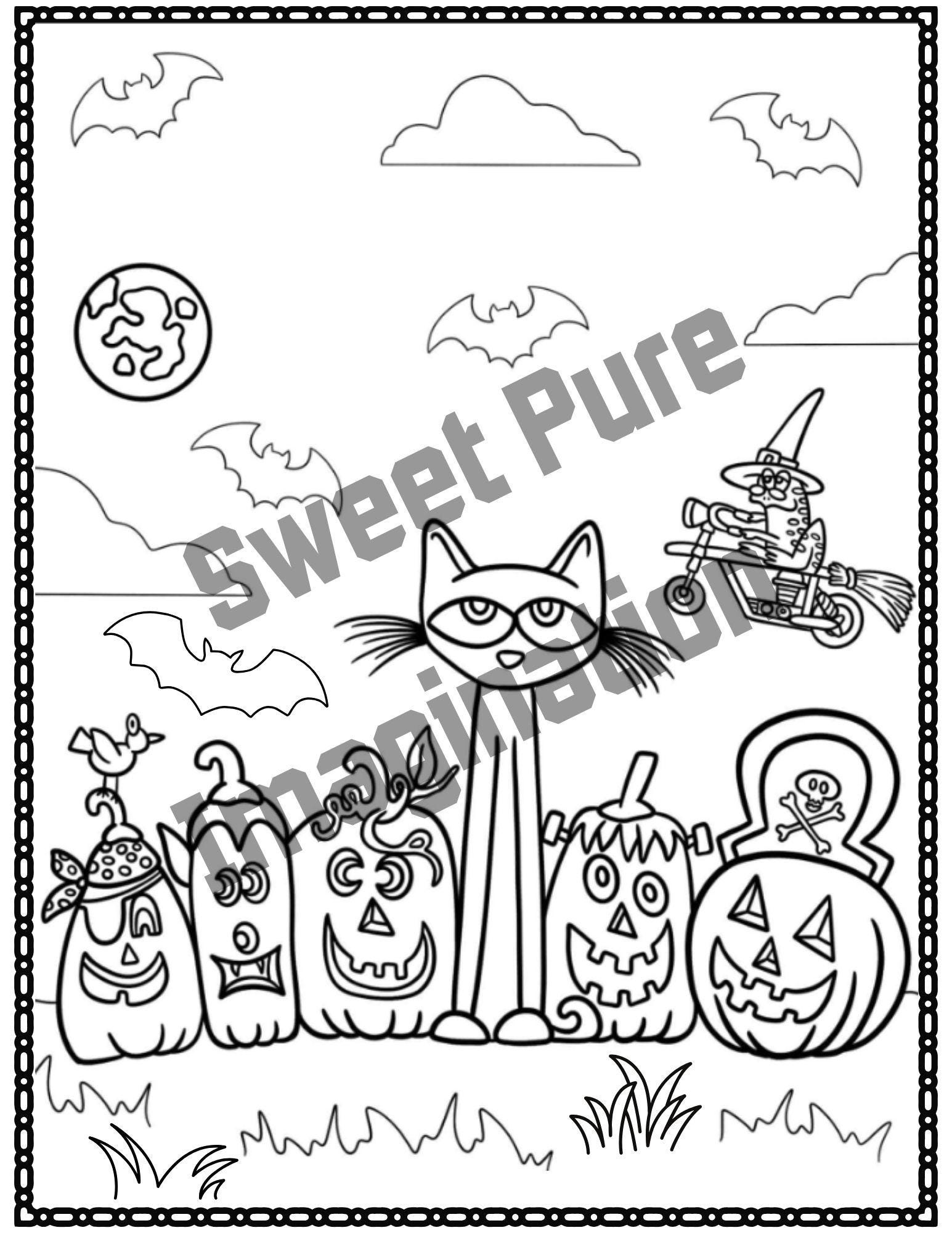 Pete the Cat Coloring Designs Sheets Pages • Printable Digital Instant ...