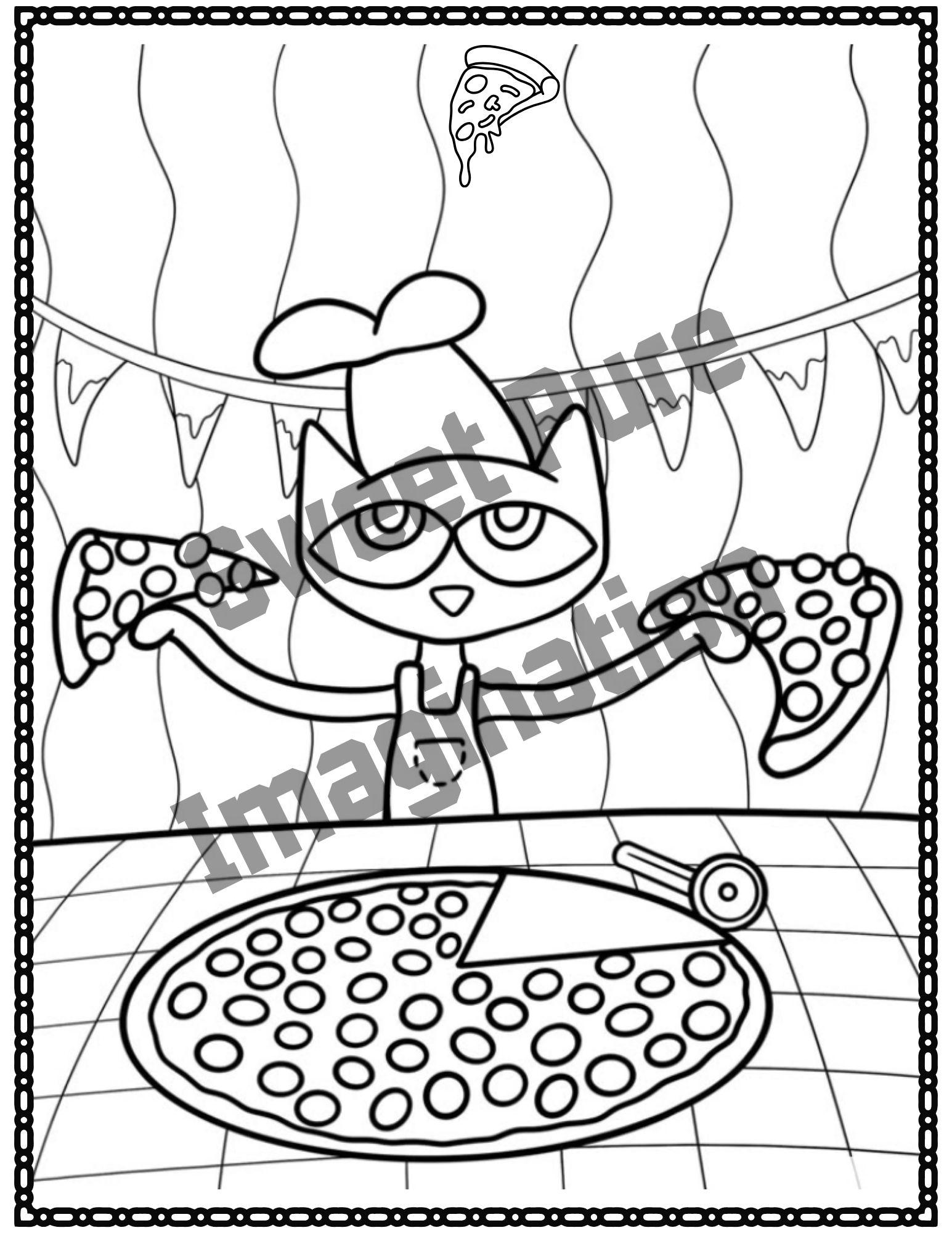 Pete the Cat Coloring Designs Sheets Pages • Printable Digital Instant ...
