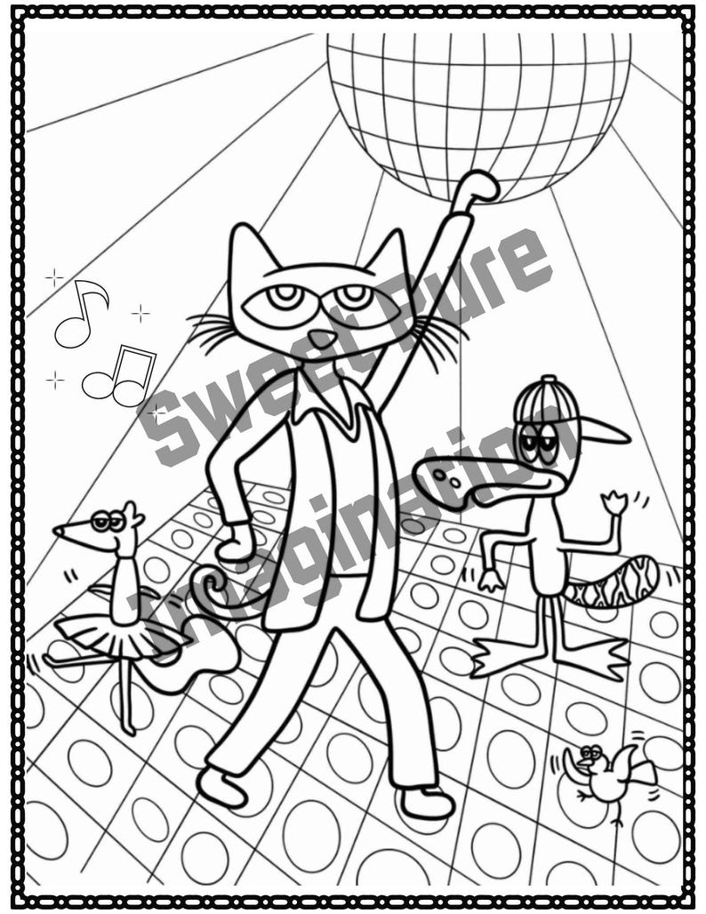 Pete the Cat Coloring Designs Sheets Pages • Printable Digital Instant ...