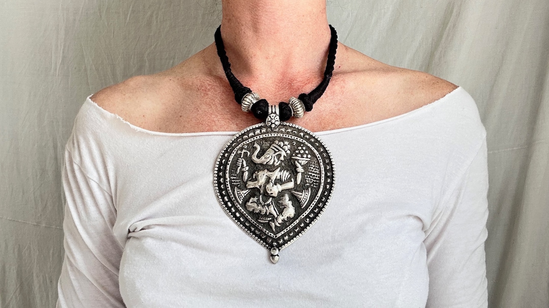Ganesha Amulet Necklace. Antique. India. Protective. Sterling Silver ...