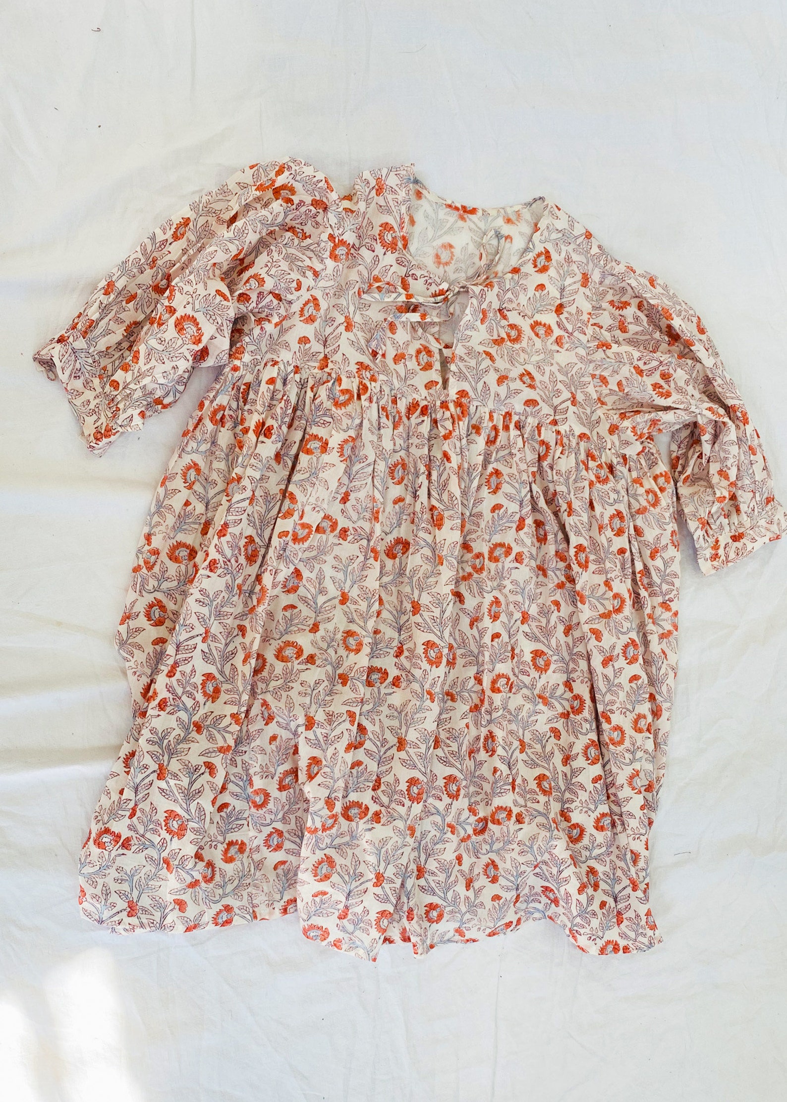 Block Print Mini Dress. Floral Print. One Size. - Etsy