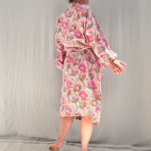 Lightweight Cotton Robe. Floral Block Printed. up to XL - Etsy
