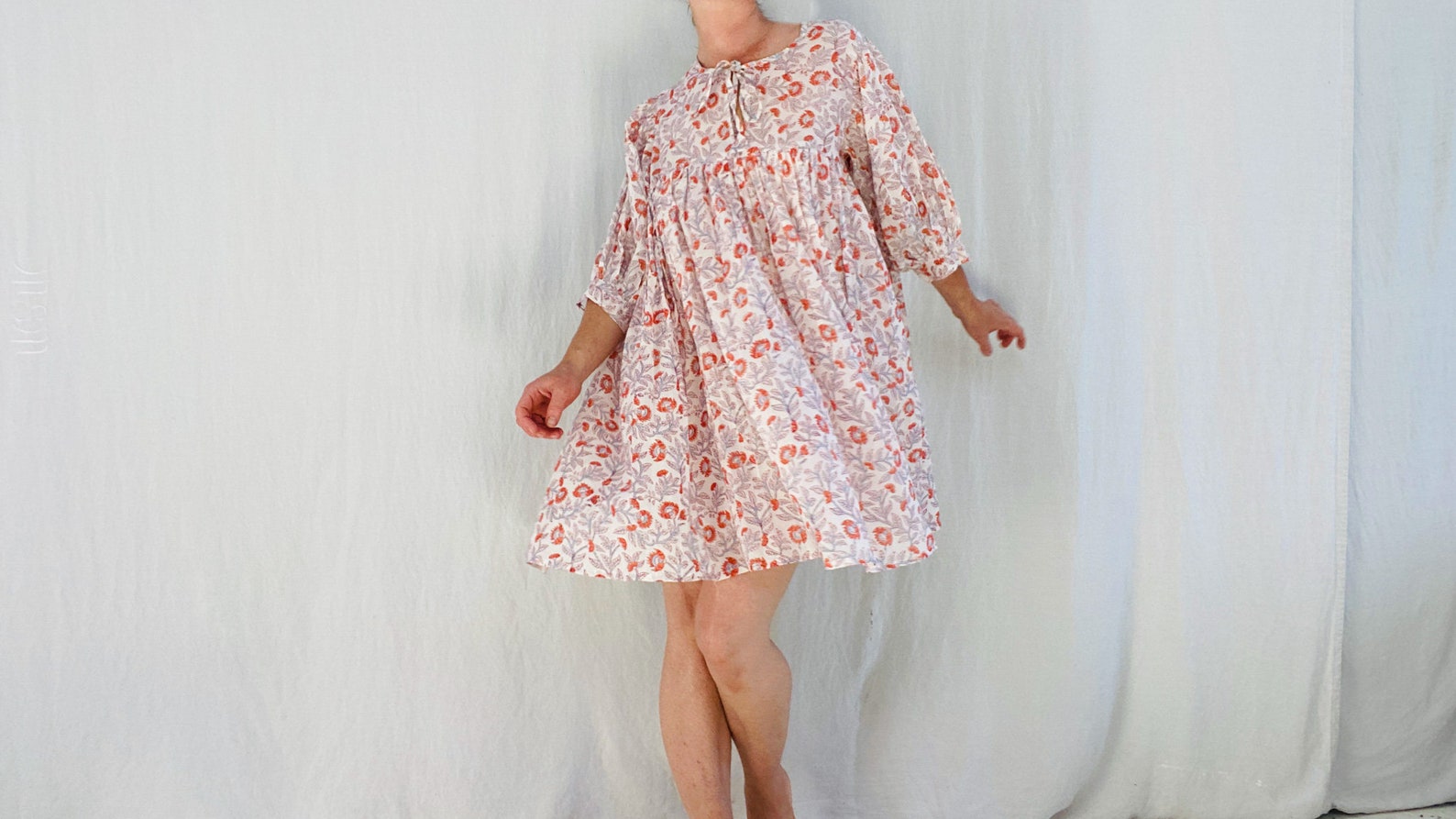 Block Print Mini Dress. Floral Print. One Size. - Etsy