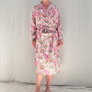 Lightweight Cotton Robe. Floral Block Printed. up to XL - Etsy