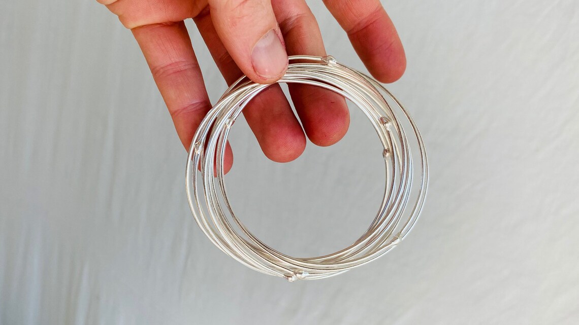 Sterling Silver Multi-bangles Bracelet. Thailand - Etsy