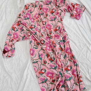 Lightweight Cotton Robe. Floral Block Printed. up to XL - Etsy