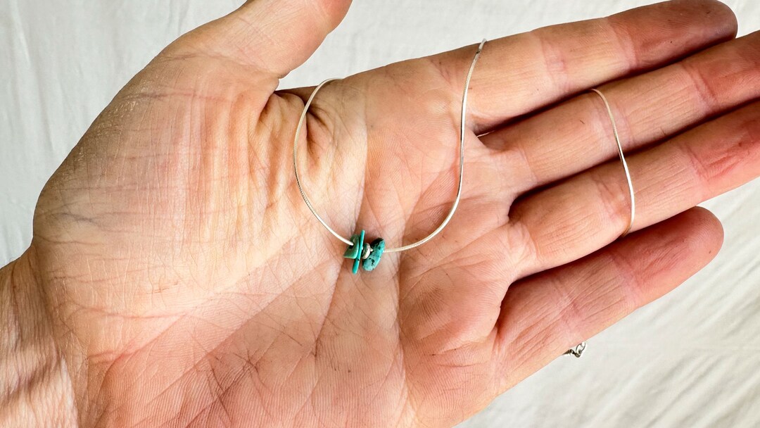 Turquoise Necklace. Sterling Silver Chain. 1106 - Etsy