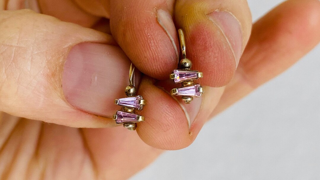 Vintage Ecuadorian Gold Earrings With Crystal. 18kt. 0395 - Etsy