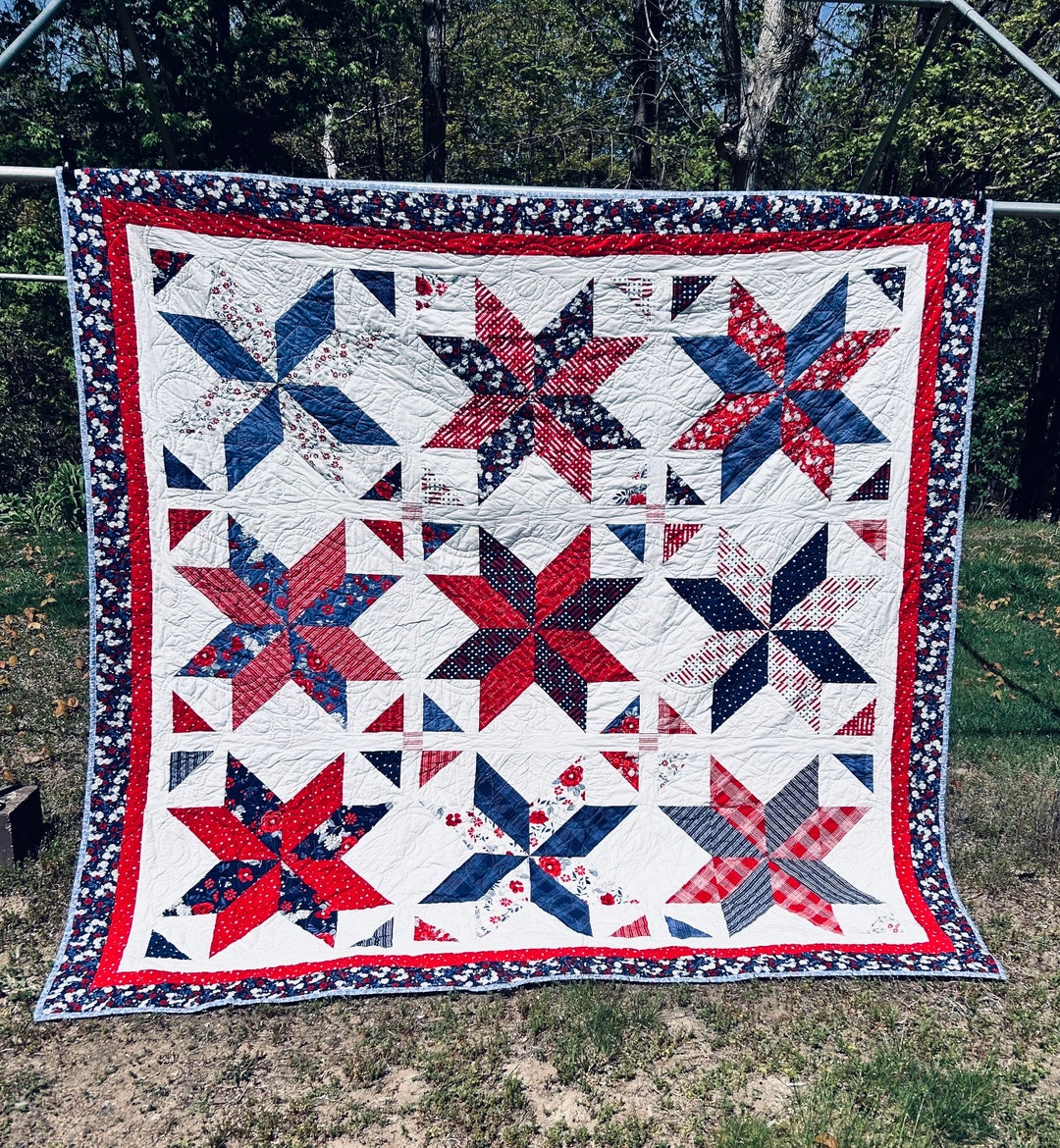 Patriotic Dashing Stars Quilt - Etsy