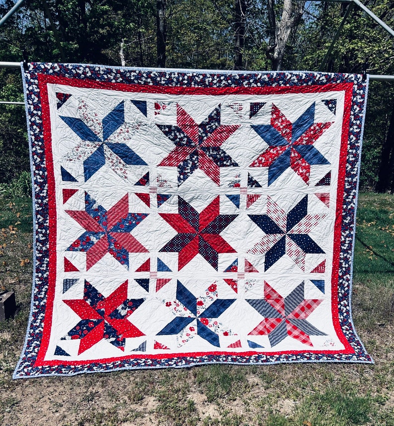 Patriotic Dashing Stars Quilt - Etsy