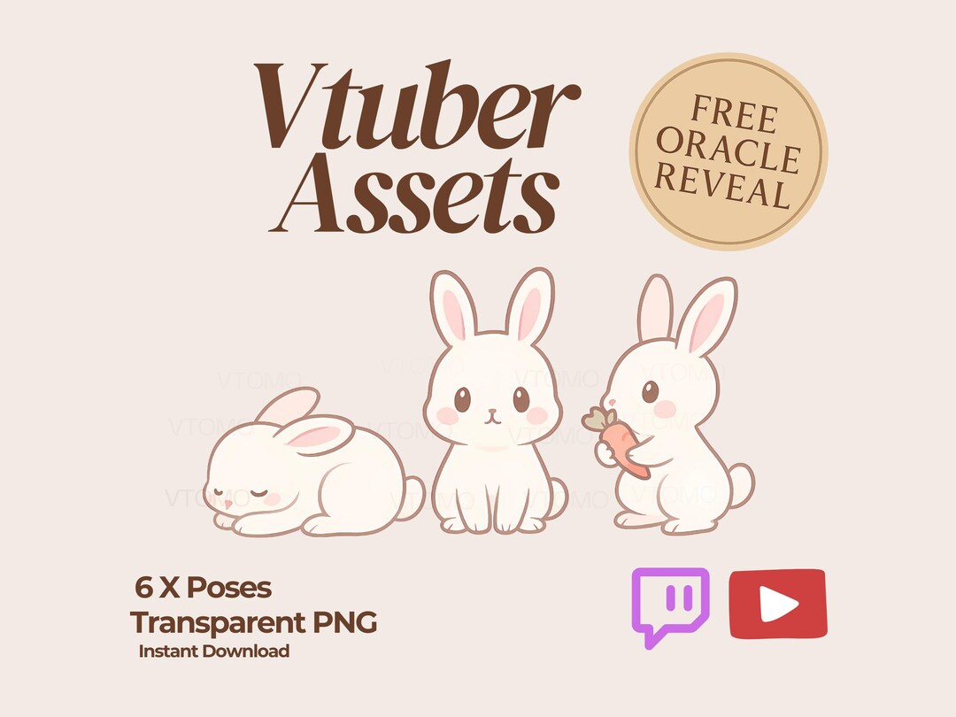 Lumo Cozy Bunny Pngtuber Asset | 5 Poses | Cute Minimal Vtuber Overlay ...
