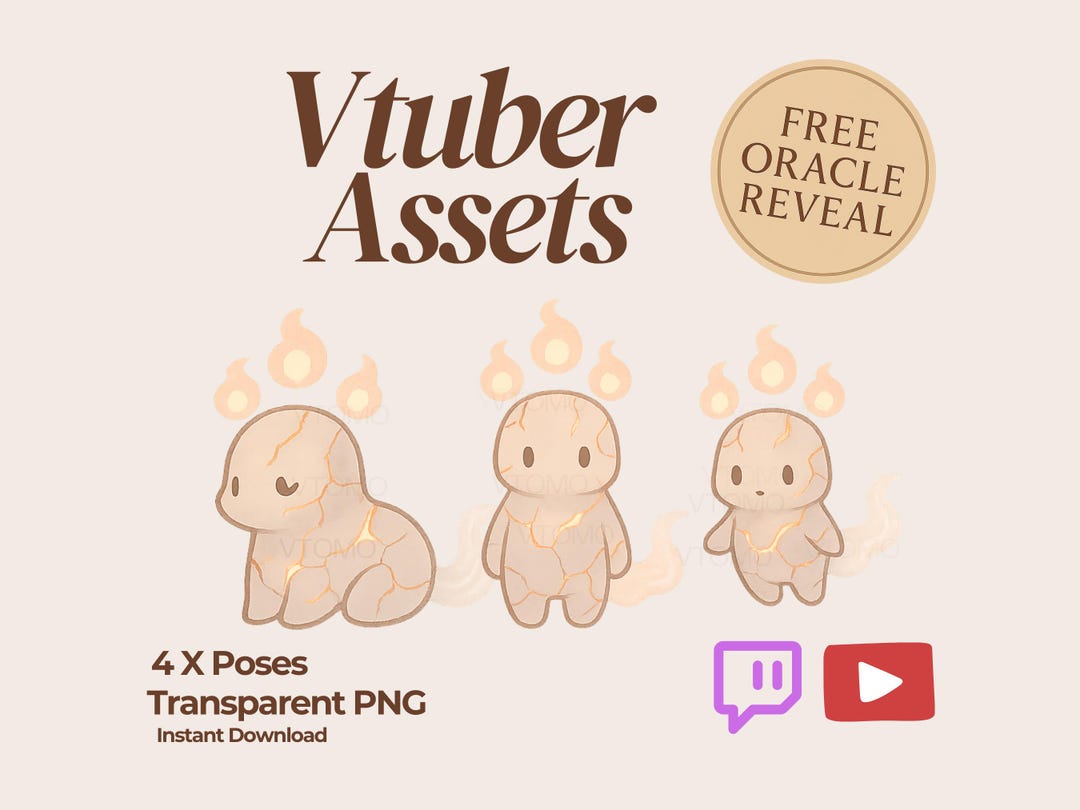 Ember Pngtuber Model | 4 Pose Premade Vtuber Avatar | Chibi Fire Spirit ...