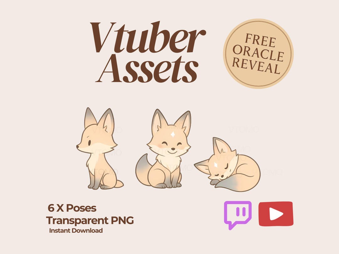 Kitsu Cozy Fox Pngtuber Asset | 5 PNG Poses | Fantasy Chibi Vtuber ...
