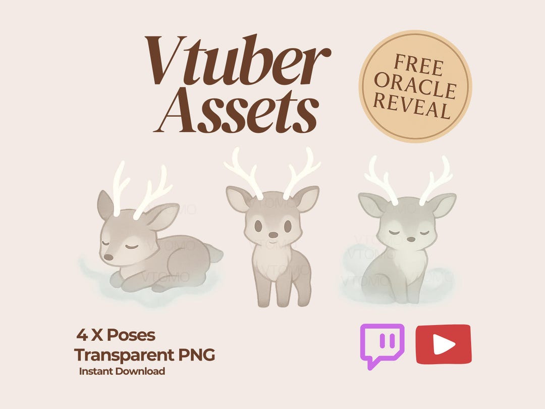 Dreamveil Stag Pngtuber Model | Vtuber Asset | Chibi Deer Spirit Avatar ...