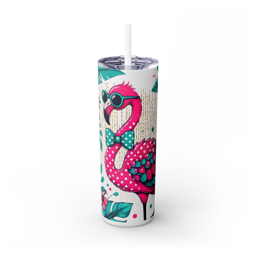 Flamingo Sparkle Skinny Tumbler, 20oz - Flocking Fabulous 40 Birthday ...