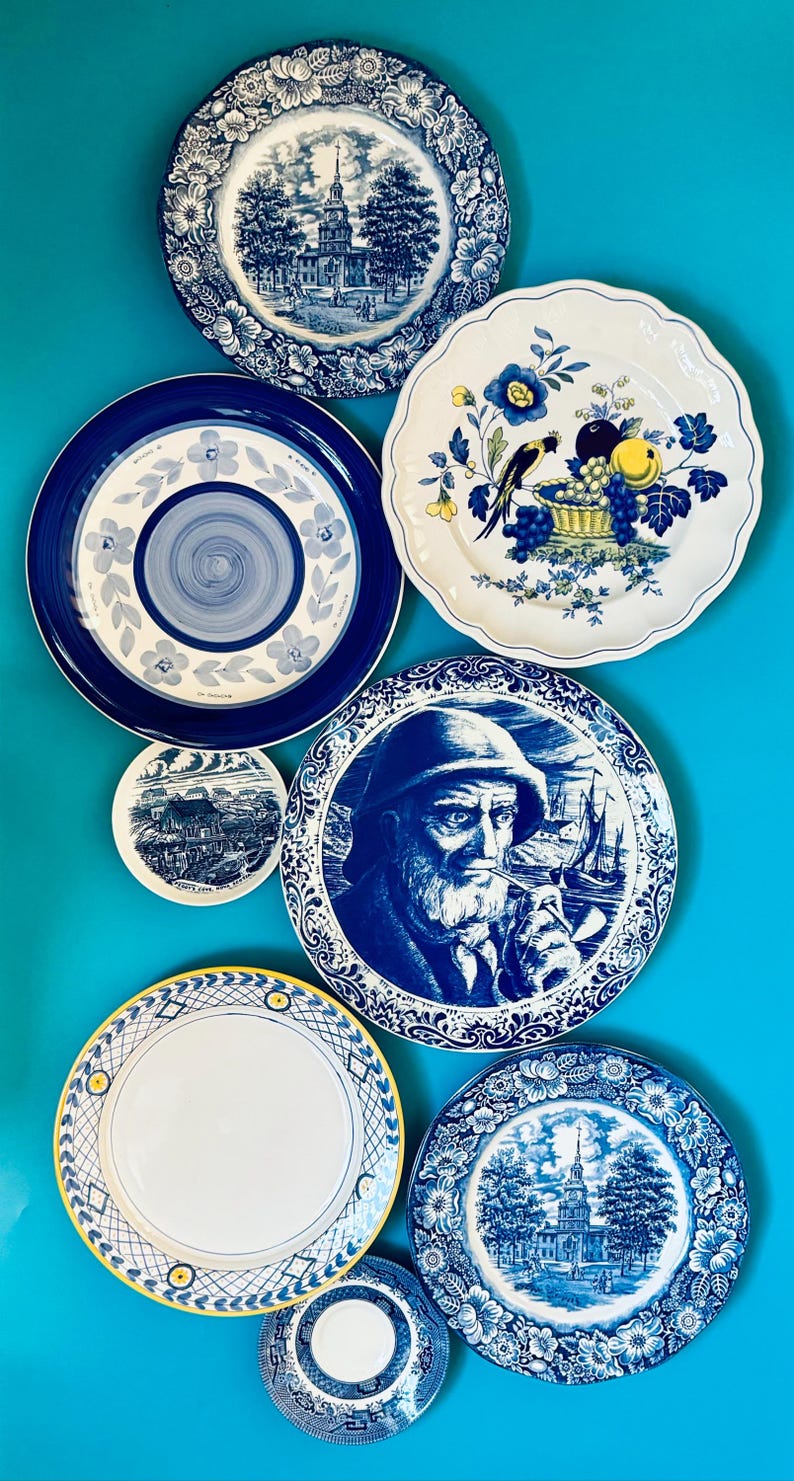 Start Your Plate Wall! Vintage Blue and White Plates to Mix and Match ...