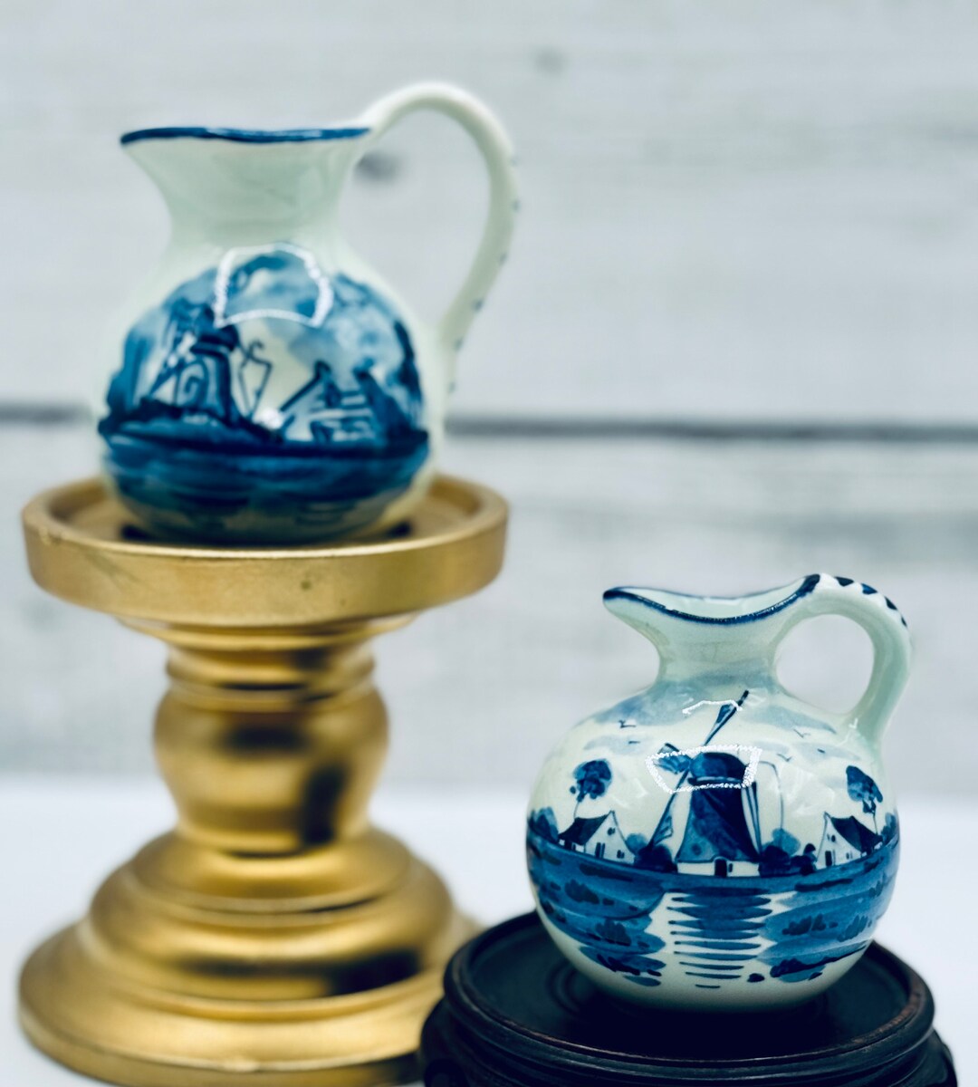 Set of Two Vintage Delft Creamers, Mini Pitchers, Collectible Creamer ...