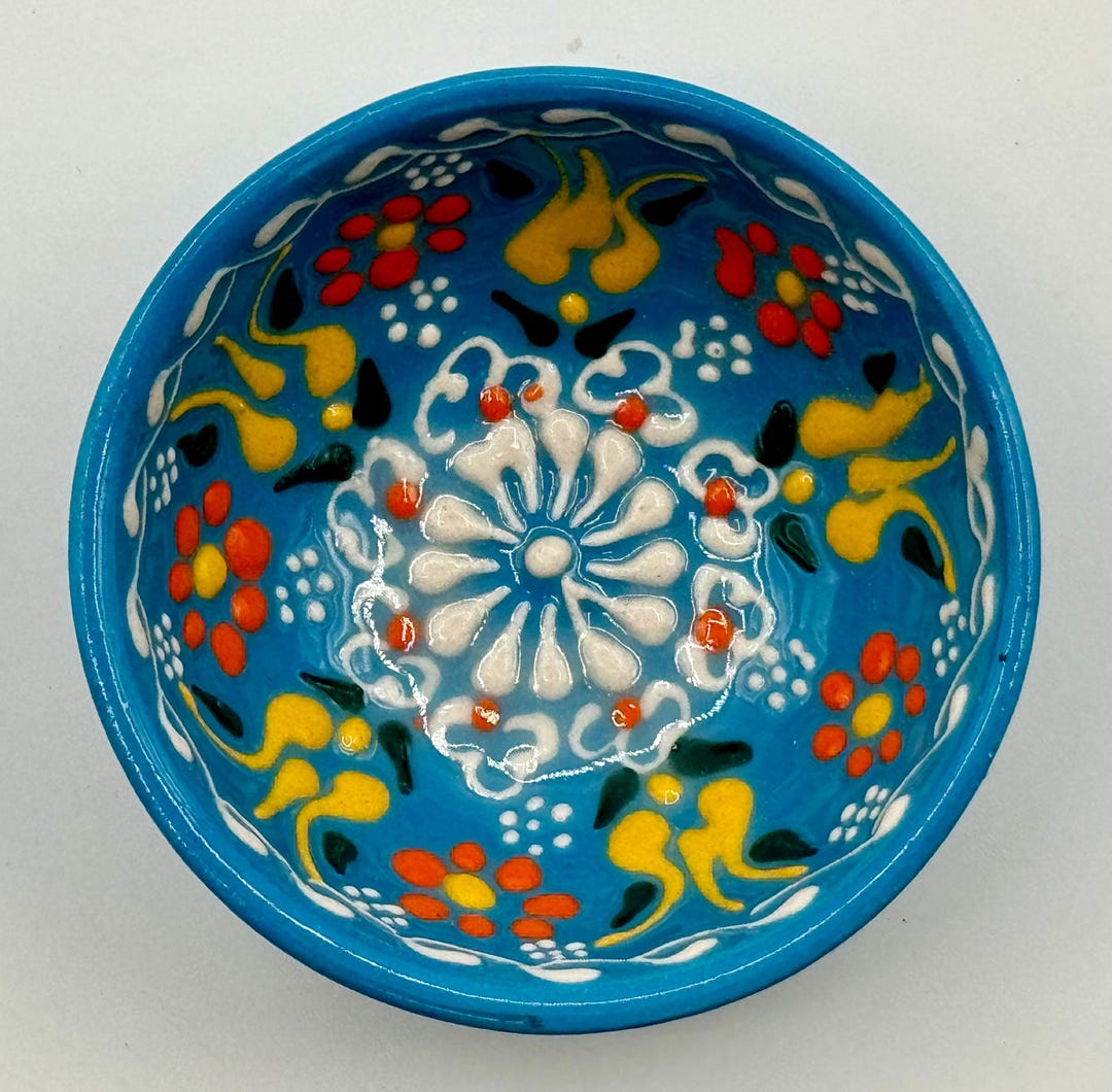 Beautiful Handmade Small Turquoise Colored Ceramic Trinket Bowl With ...