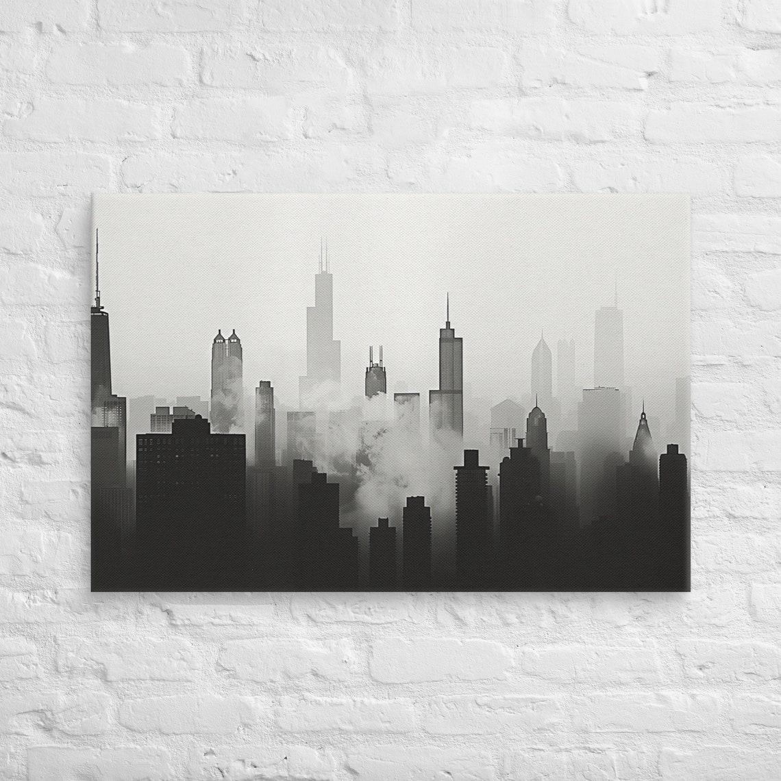 Minimalist City Skyline Art Custom Digital Print of Chicago Skyline ...