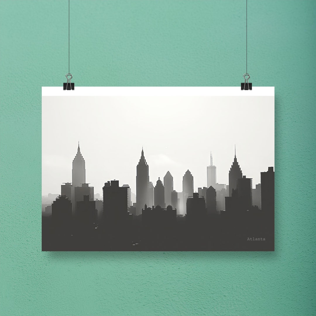 Minimalist City Skyline Art Custom Digital Print of Atlanta Skyline ...