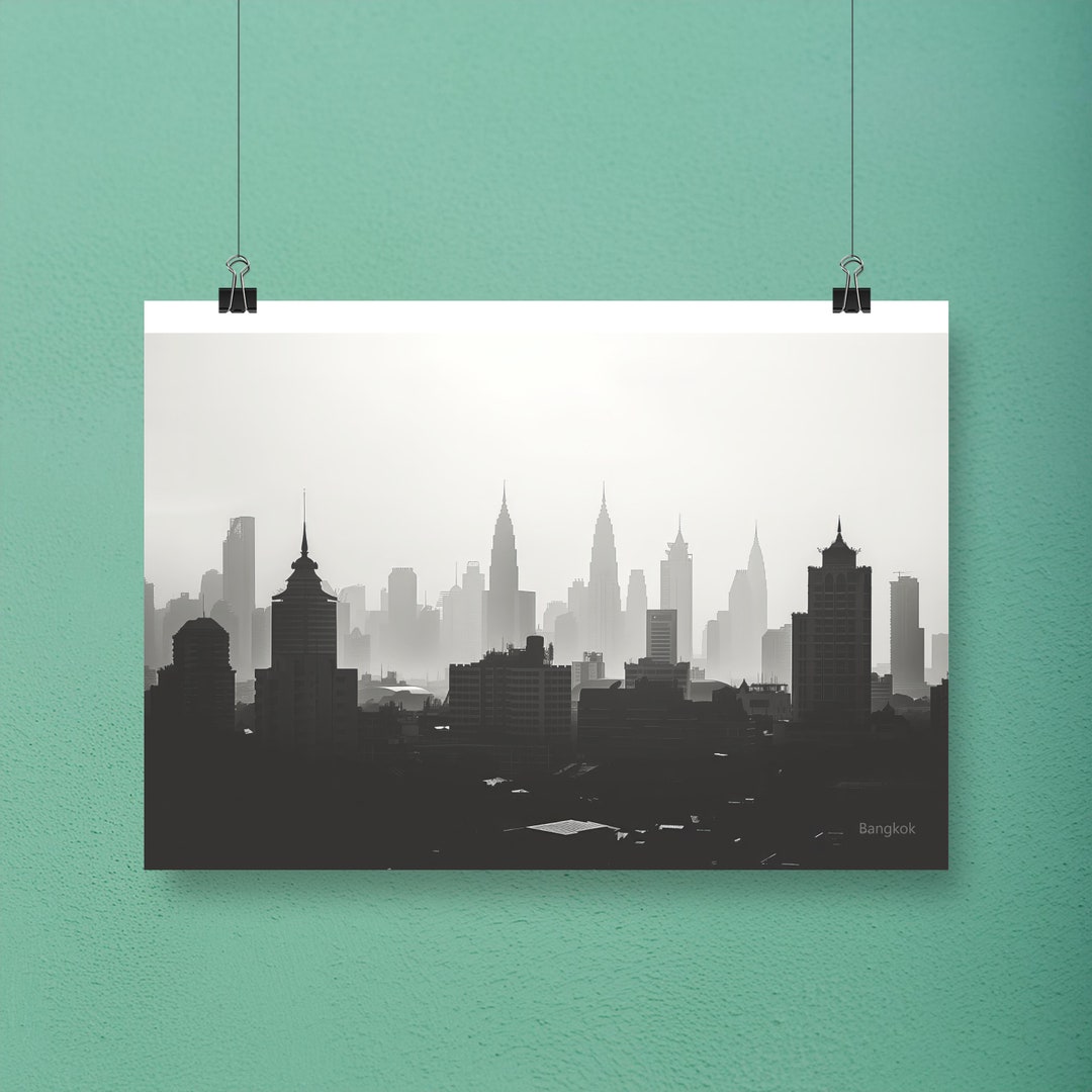 Minimalist City Skyline Art Custom Digital Print of Bangkok Skyline ...