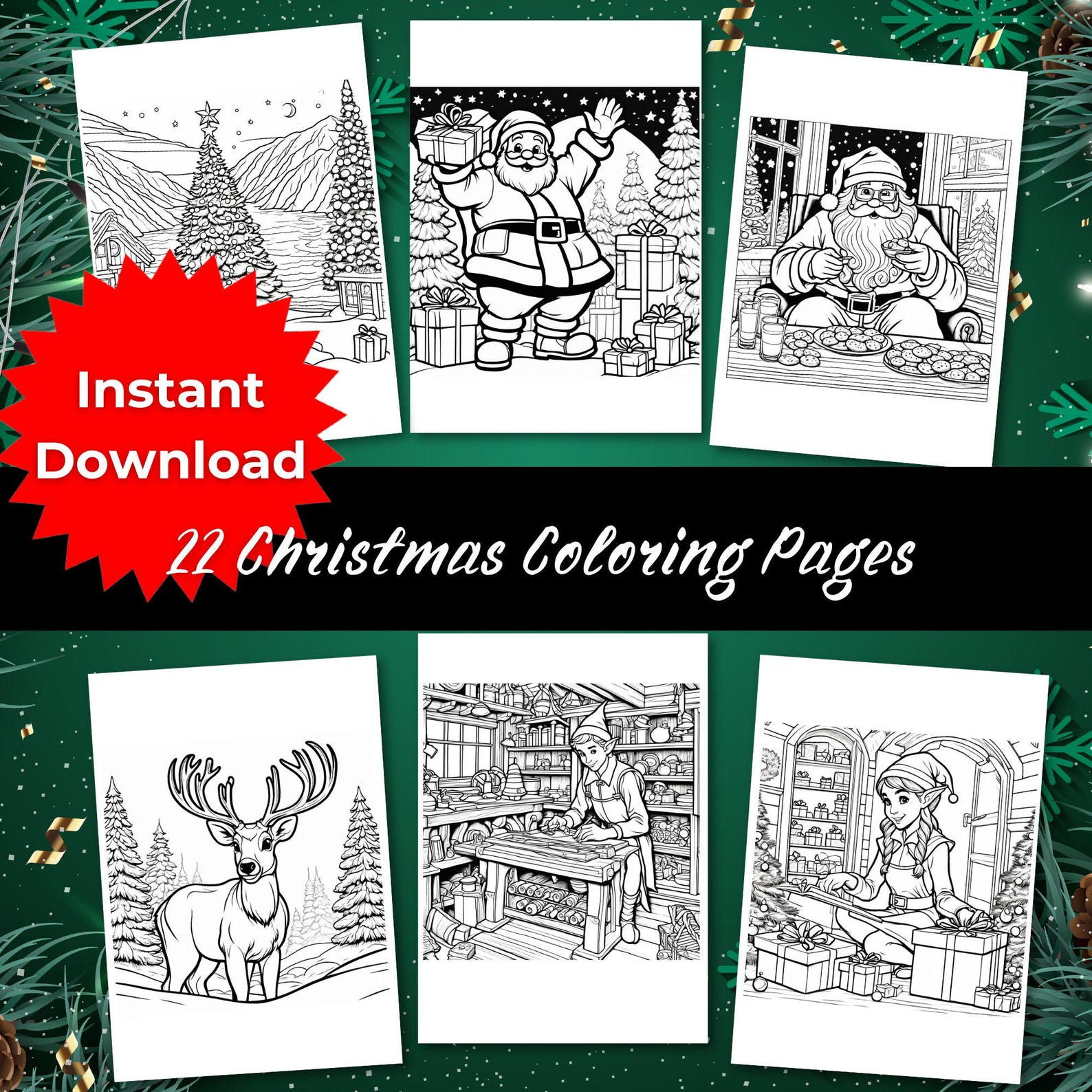 Christmas Coloring Pages, Holiday Winter Coloring, Christmas Activity ...