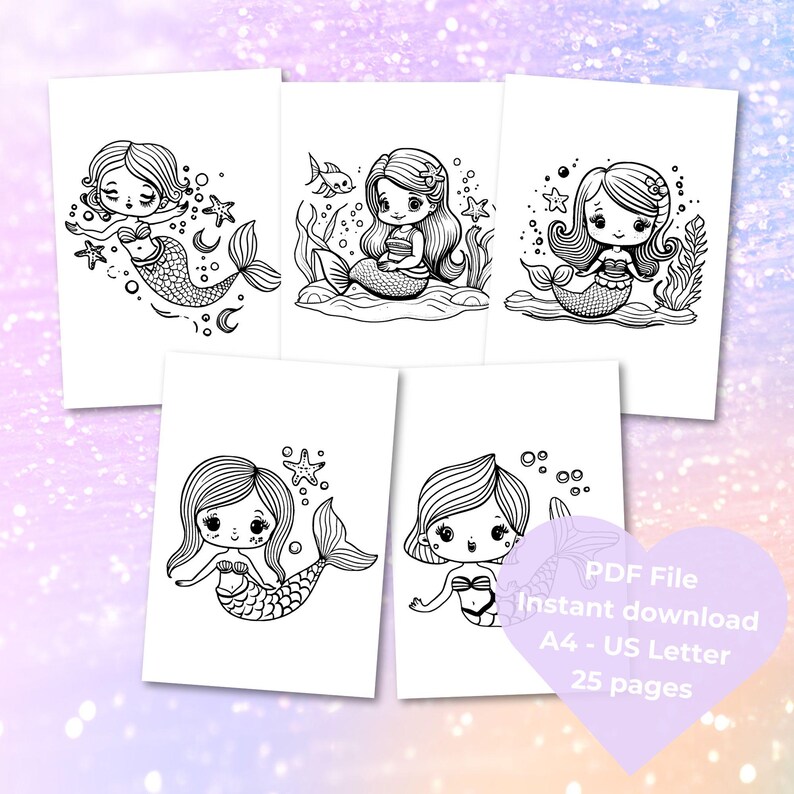 25 Mermaid Coloring Book Pages - Printable Mermaid Coloring Pages for ...