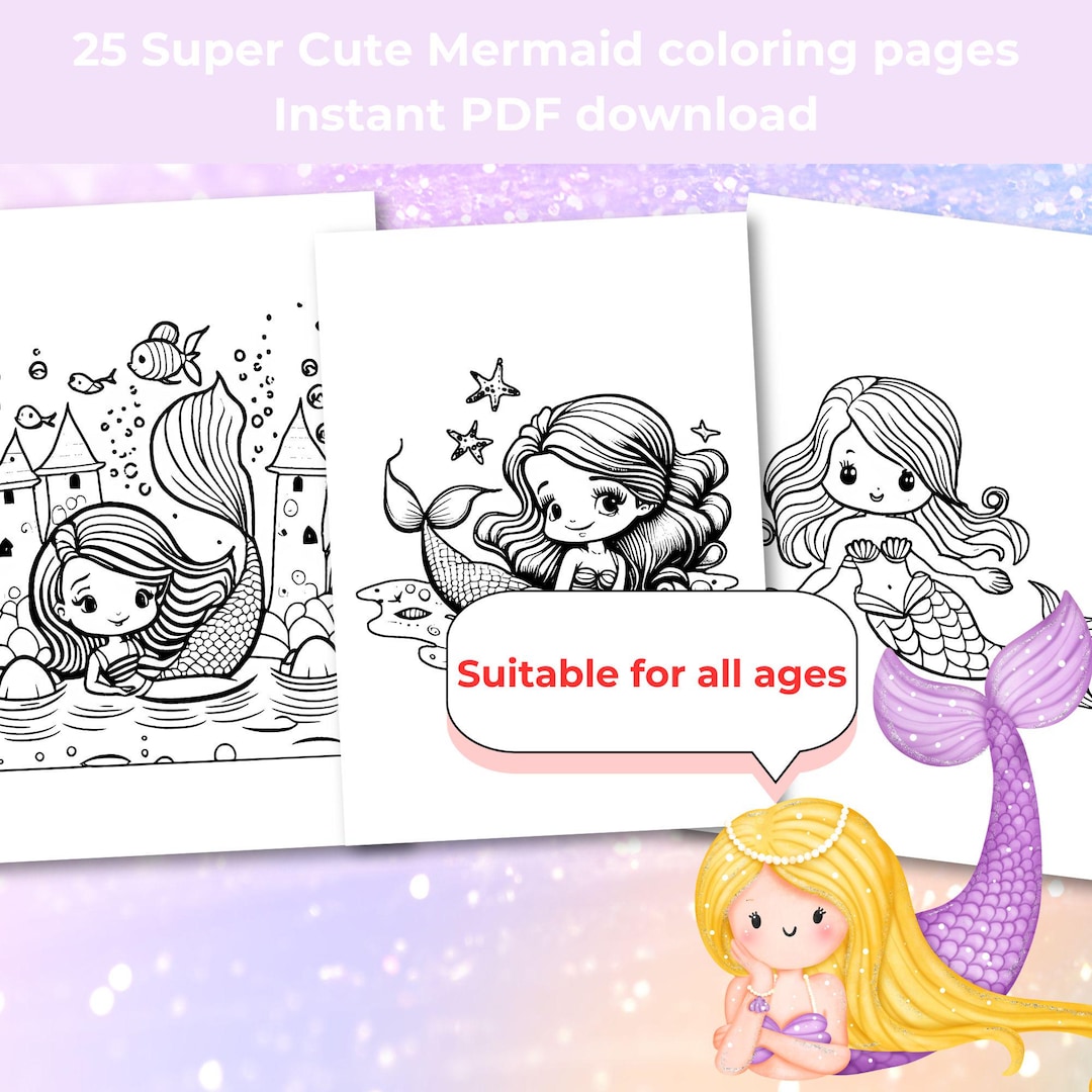 25 Mermaid Coloring Book Pages - Printable Mermaid Coloring Pages for ...