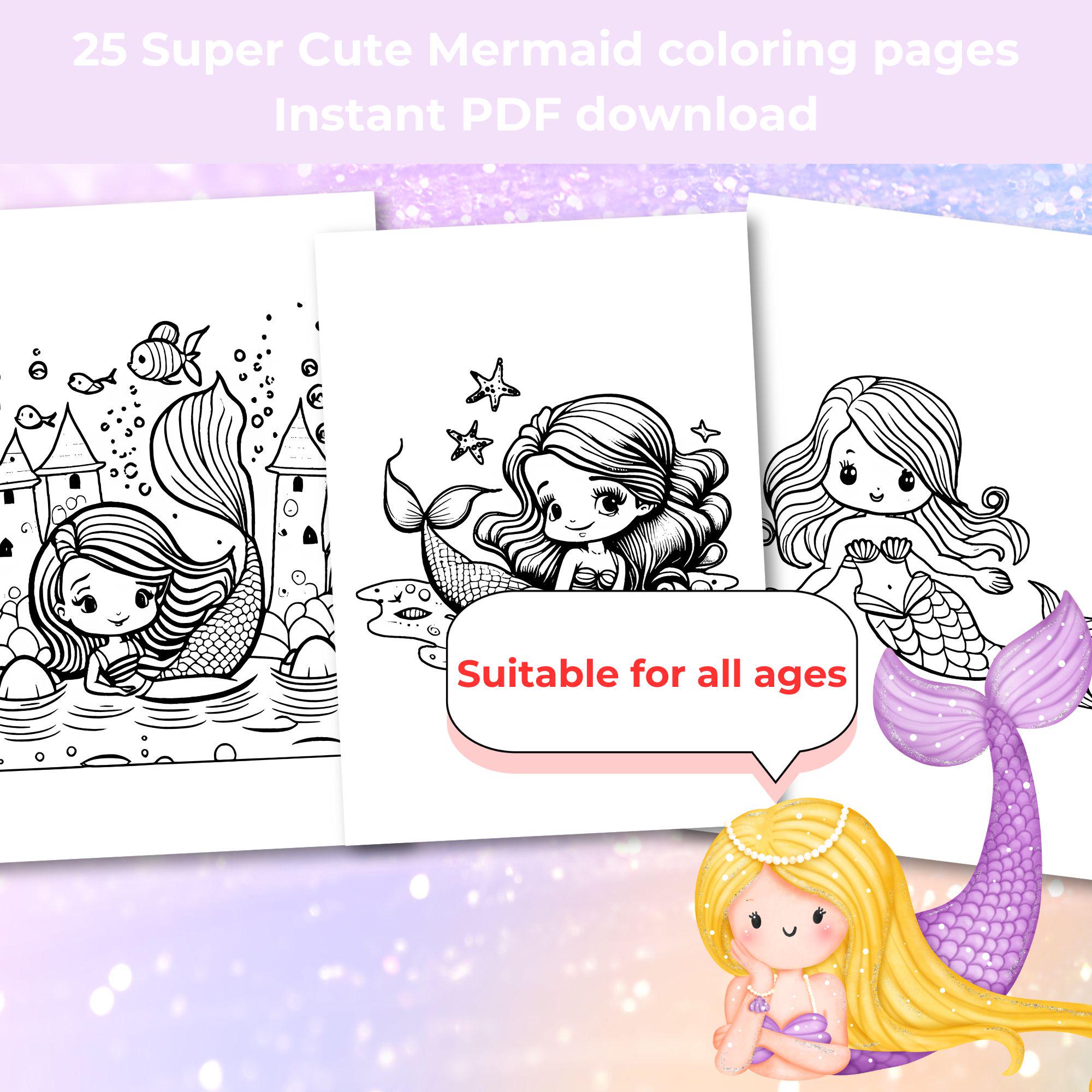 25 Mermaid Coloring Book Pages - Printable Mermaid Coloring Pages for ...