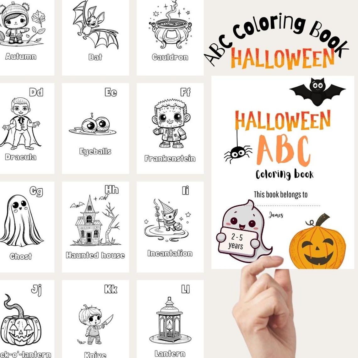 ABC Coloring Book Halloween, ABC Book, Alphabet Coloring Book, Activity ...