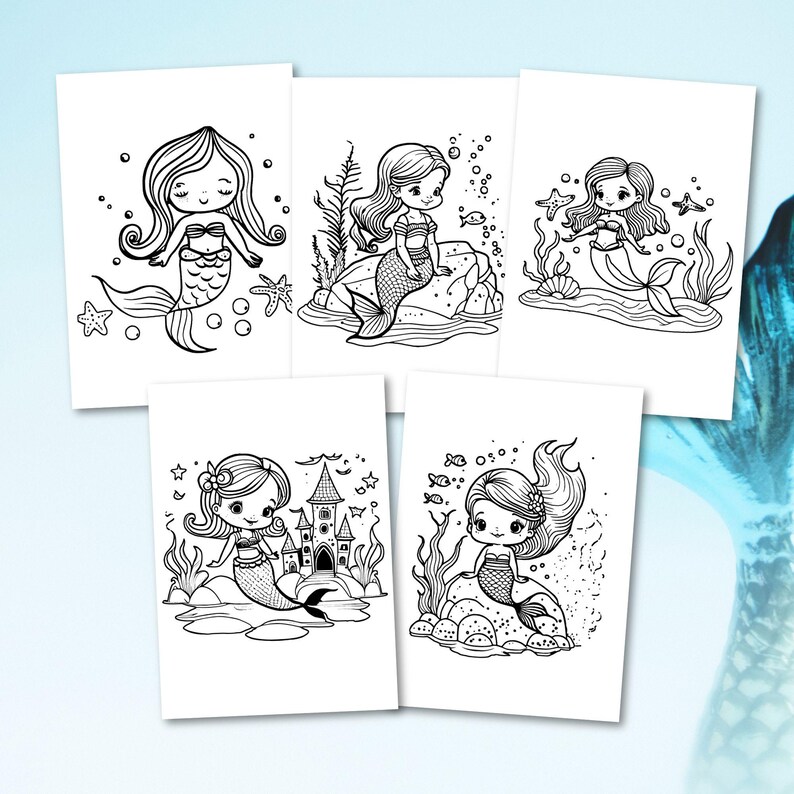 25 Mermaid Coloring Book Pages - Printable Mermaid Coloring Pages for ...