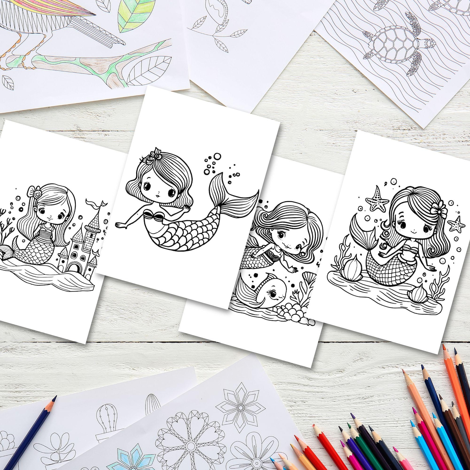 25 Mermaid Coloring Book Pages - Printable Mermaid Coloring Pages for ...