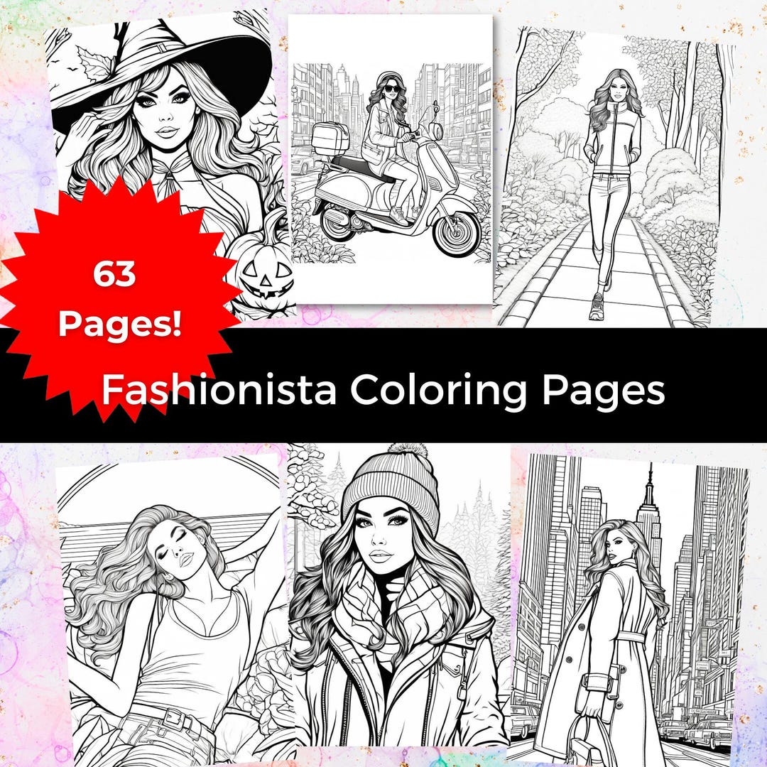 NEW Fashionista Coloring Pages, Fashionista Coloring Book, Printable ...