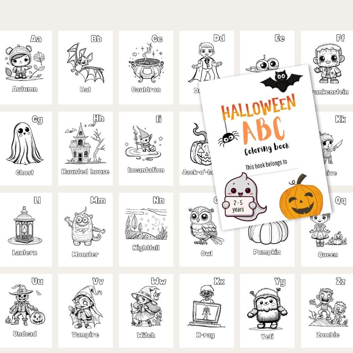 ABC Coloring Book Halloween, ABC Book, Alphabet Coloring Book, Activity ...
