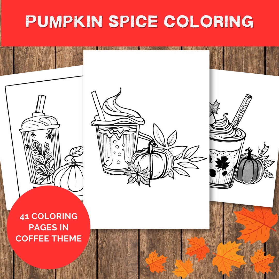 Pumpkin Spice Coloring Page, Fall Coloring Page, Coffee Coloring Page ...