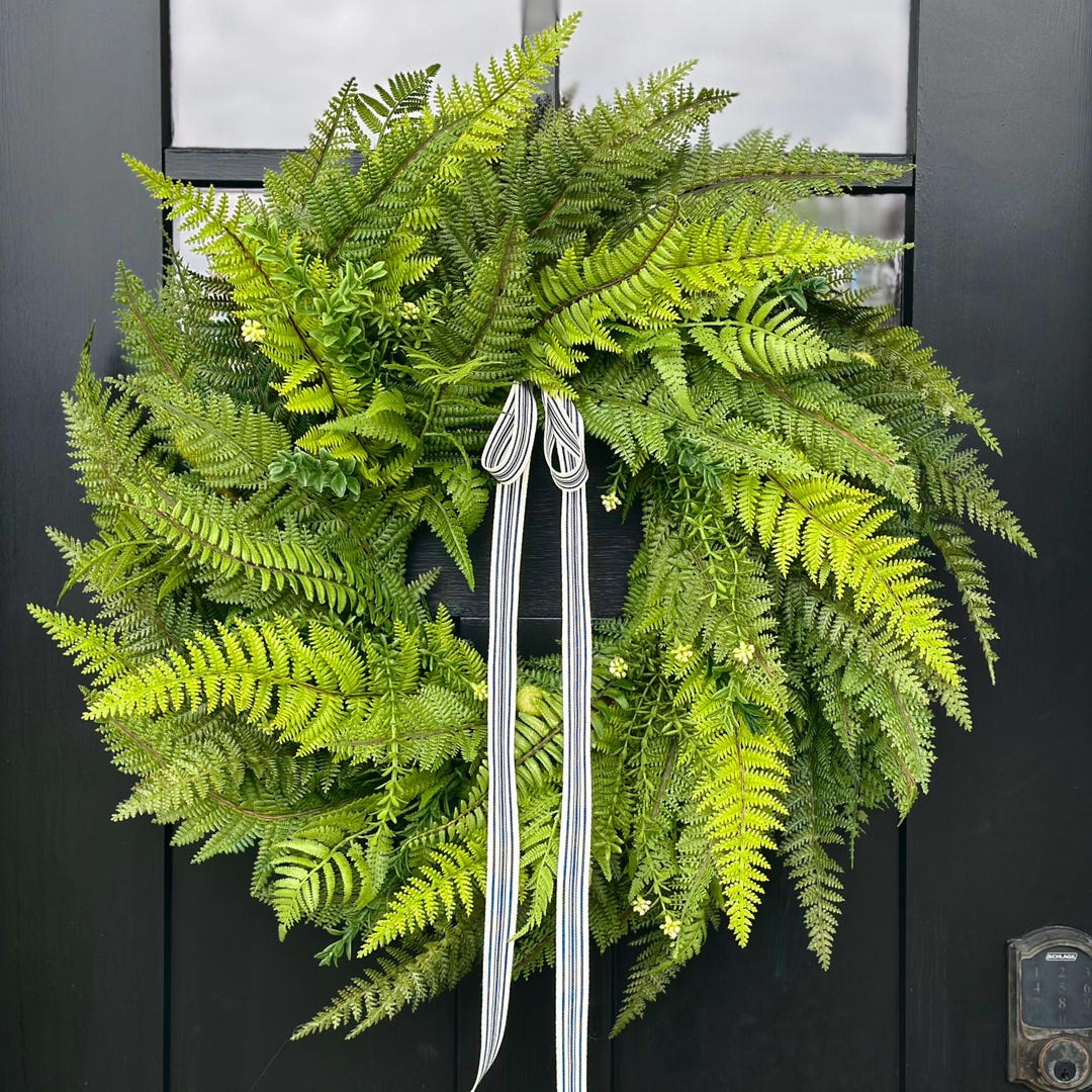 Lush Green Fern Wreath: Realistic Year-round Front Door Decor - Etsy
