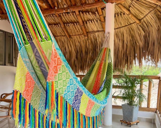 Handmade Cotton Hammock, Beautiful Home Decor, Luxury Colombian Hammock ...