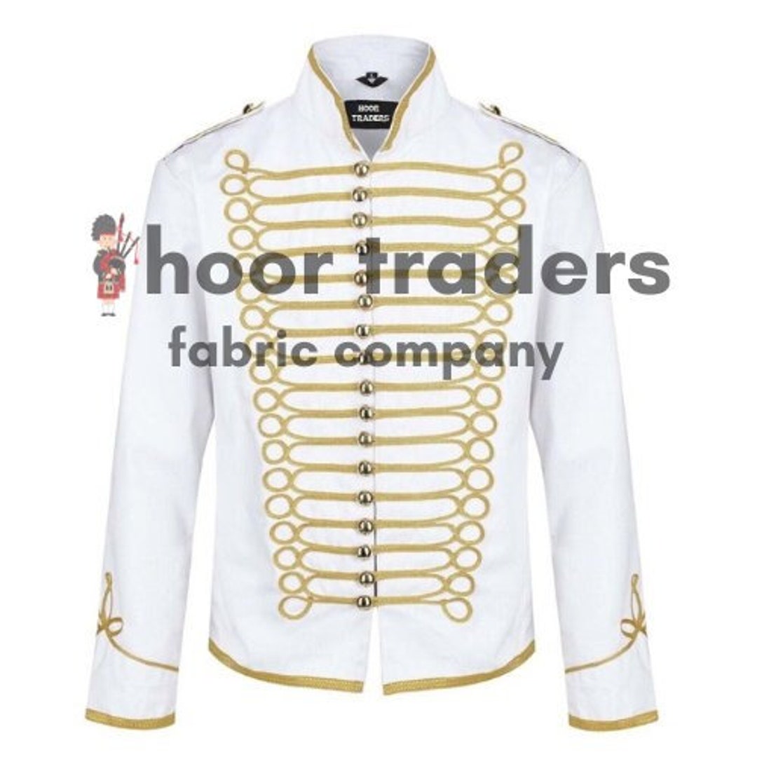 Men's Military Parade Jacket, Army Drummer Musician Jacket, White ...