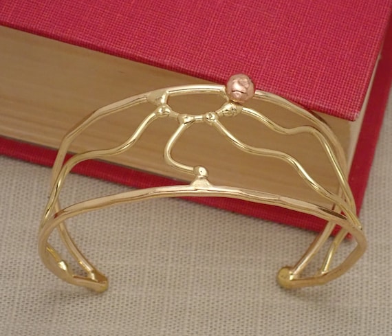 Sunray Cuff Bracelet for Women in Solid Bronze with a Copper | Etsy