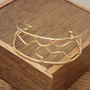 Sunray Cuff Bracelet for Women in Solid Bronze with a Copper | Etsy