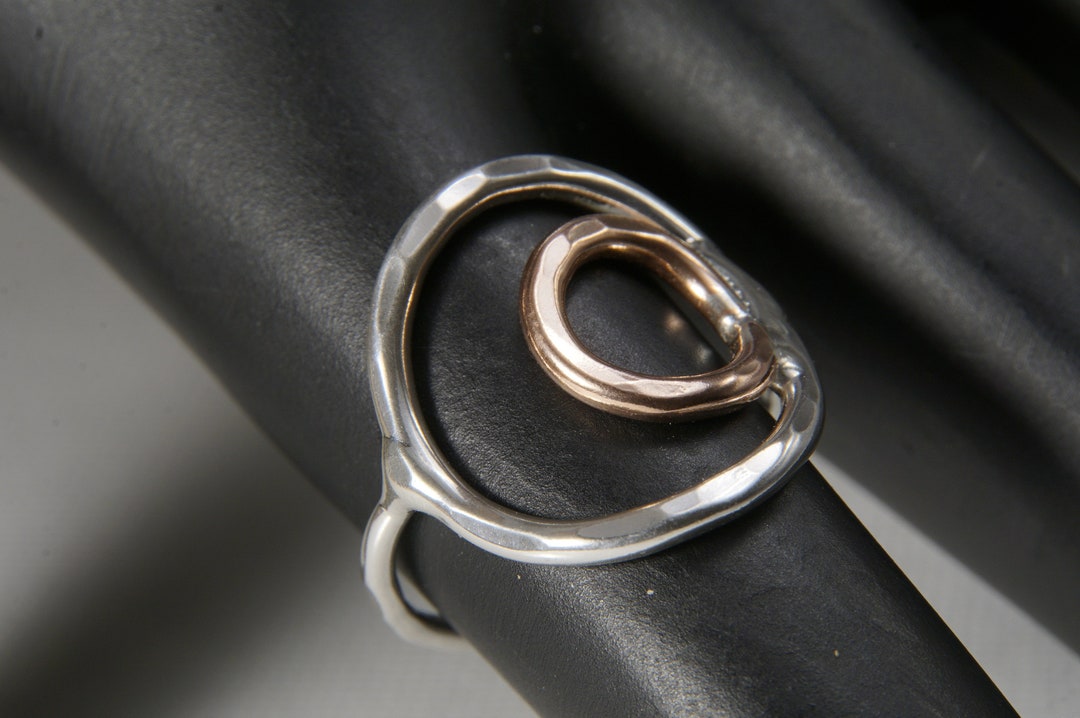 Solid Sterling Silver and Copper Bird's Eye Ring - Etsy