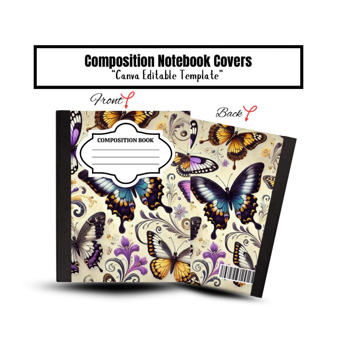 Custom Composition Notebook Composition Book Cover, Canva Template ...