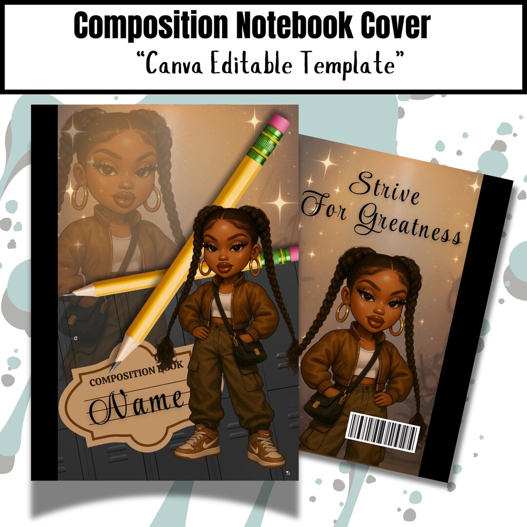 Custom Composition Notebook Composition Book Cover, Canva Template ...