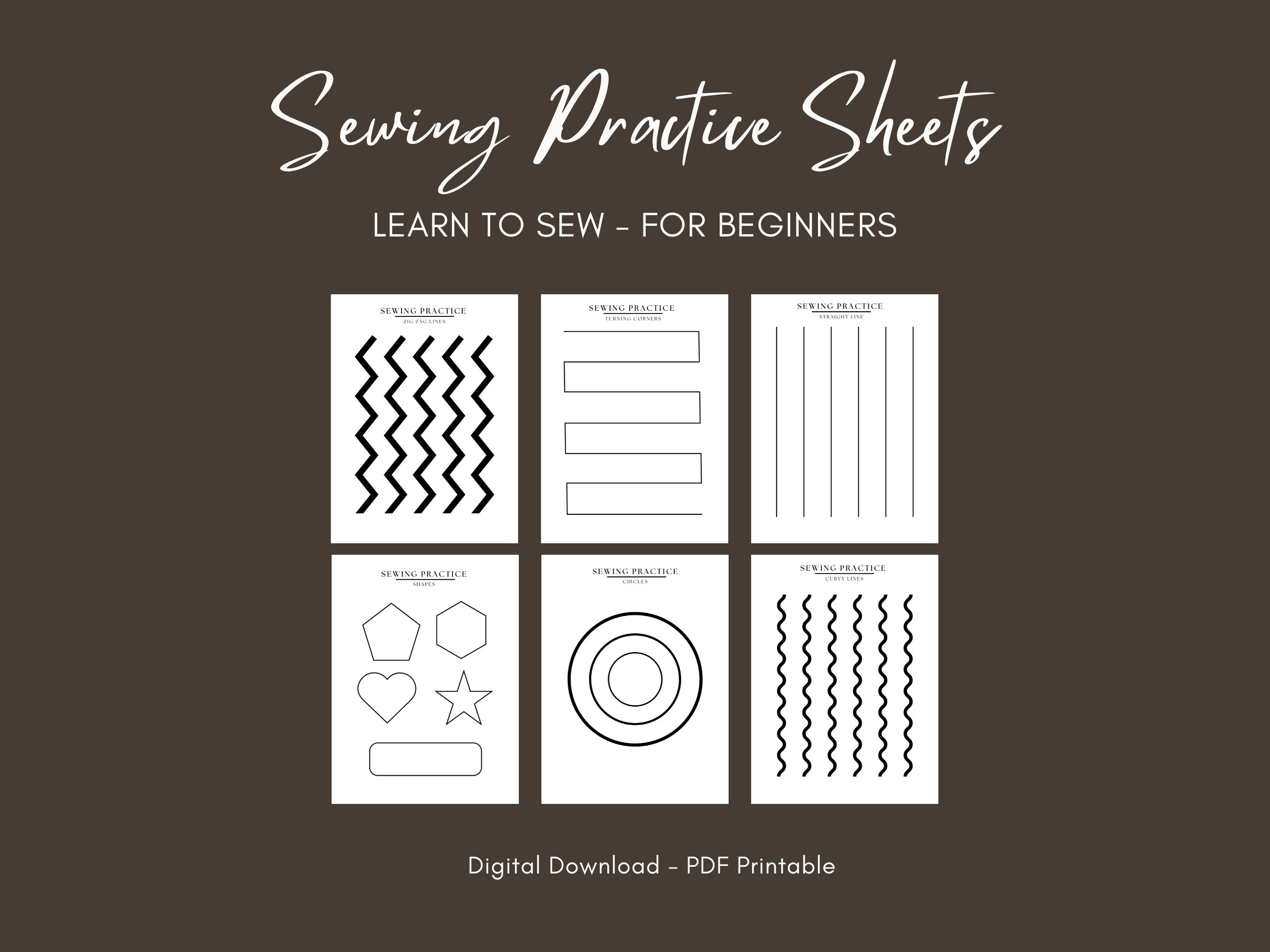Sewing Practice Worksheet Pdf Printable Sewing Lessons Guide Learn to ...