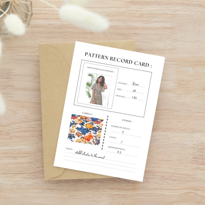 Pattern Record Card Digital Printable PDF, Organizer, Sewing Planner ...