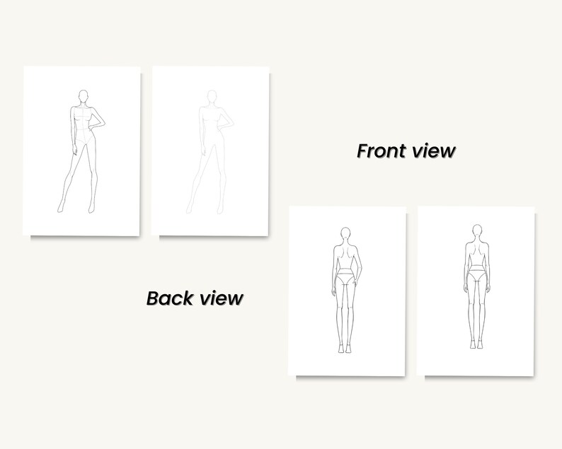 Female Figure Digital and Printable Template PDF and PNG Front and Back ...