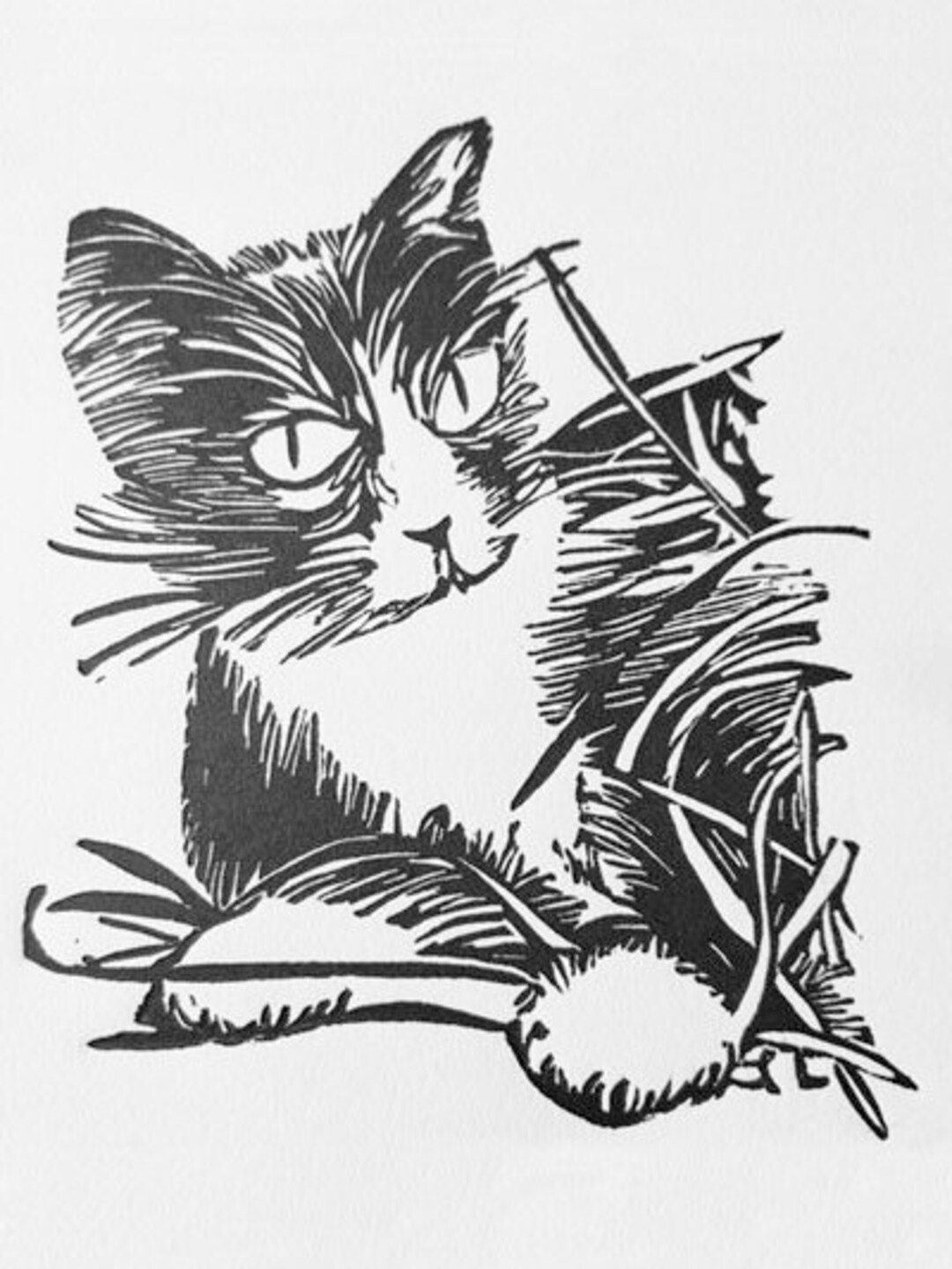 Fay Woodblock Print Cat - Etsy
