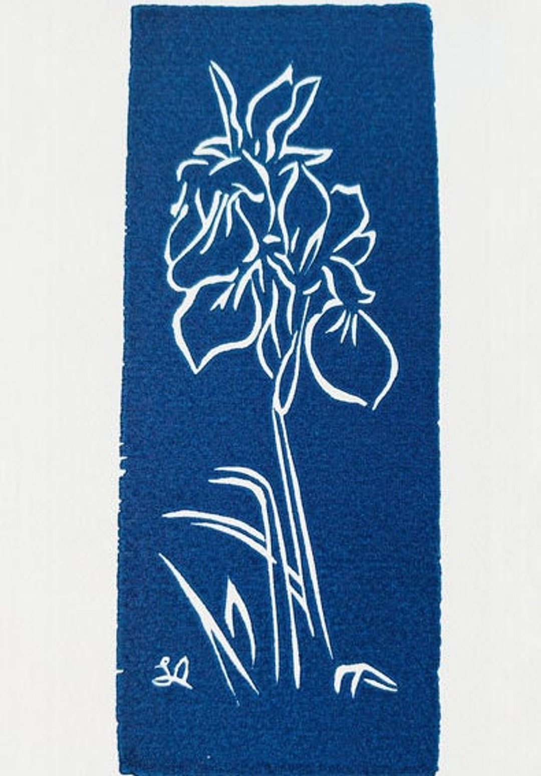 Iris, Woodblock Print, Flowers, Blue, Nature - Etsy